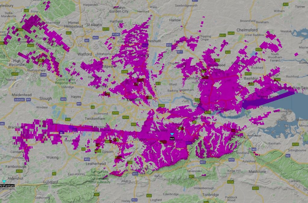 GB3JV Coverage Map | GB3JV Digital TV Repeater – Petts Wood, Kent